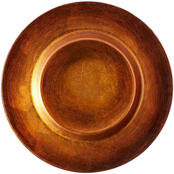 10 Strawberry Street ANT-340CPR 13" Metallic Copper Glass Charger Plate ...