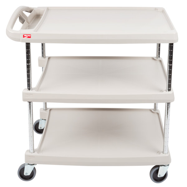 Metro myCart MY2030-34G Gray Utility Cart with Three Shelves and Chrome ...