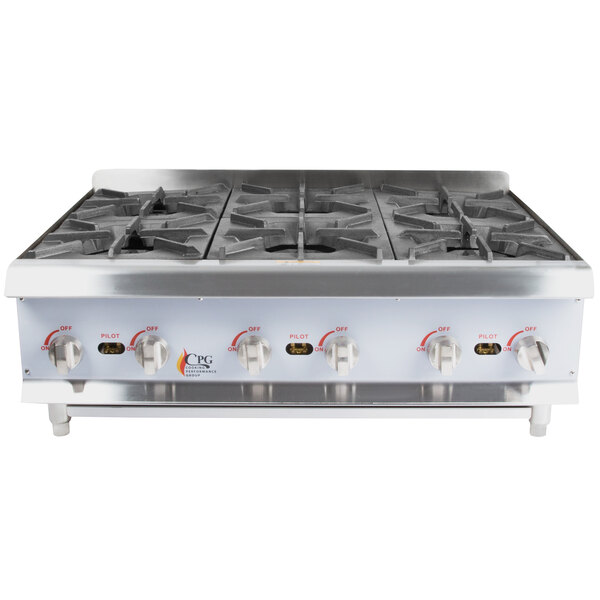 Cooking Performance Group R-CPG-36-NL 6 Burner Gas Countertop Range ...