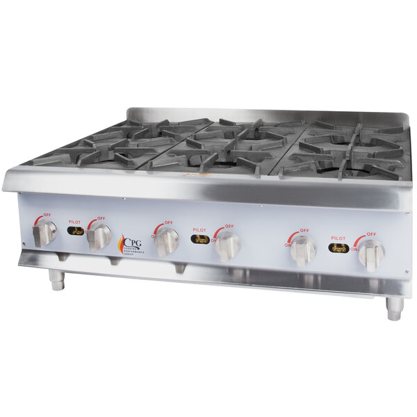 Cooking Performance Group R-CPG-36-NL 6 Burner Gas Countertop Range ...
