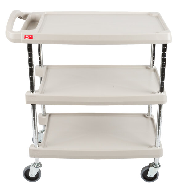 Metro myCart MY1627-34G Gray Utility Cart with Three Shelves and Chrome ...