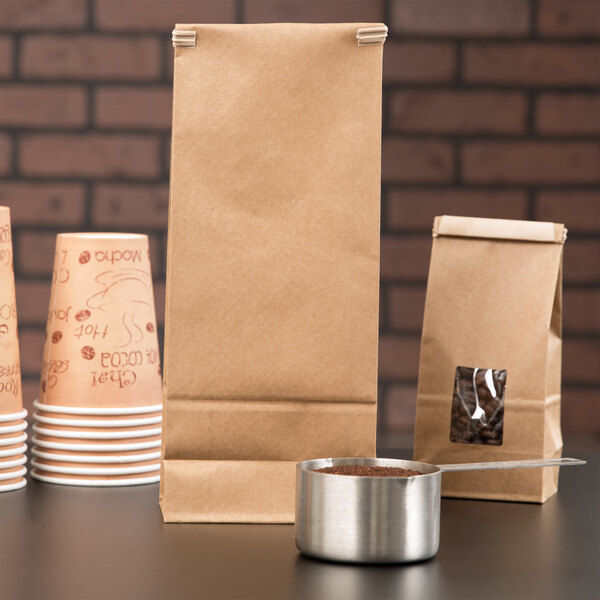 Choice 2 lb. Brown Kraft Customizable Paper Coffee Bag with Reclosable ...
