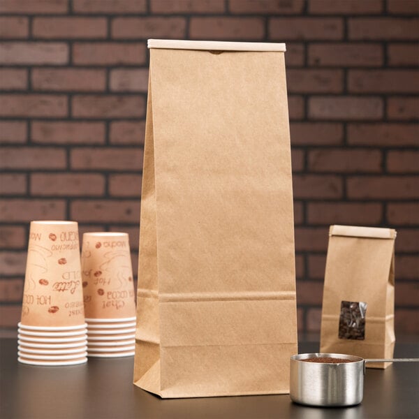 Choice 5 lb. Brown Kraft Customizable Paper Coffee Bag with Reclosable ...