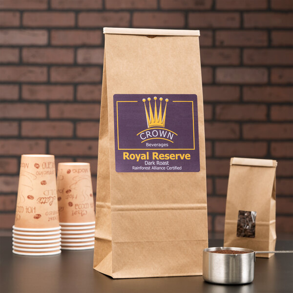 Choice 5 lb. Brown Kraft Customizable Paper Coffee Bag with Reclosable ...