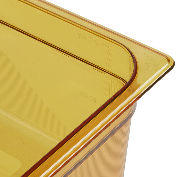 Rubbermaid FG232P00AMBR Full Size Amber High Heat Plastic Food Pan - 6 ...