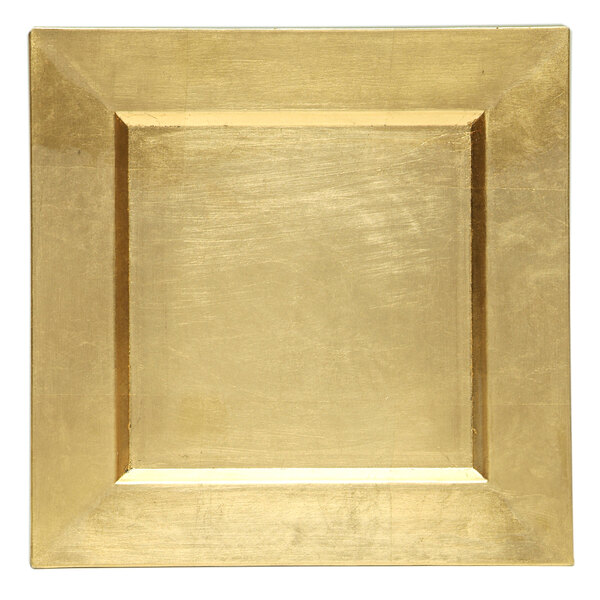 Charge It by Jay 13" Square Gold Plastic Charger Plate - 12/Pack