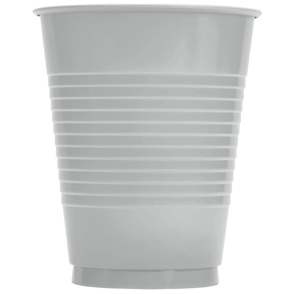 Creative Converting 28106081 16 oz. Shimmering Silver Plastic Cup - 240 ...