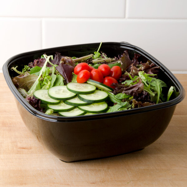 Sabert 94160B50 Bowl2 160 oz. Black Square Catering Bowl - 50/Case