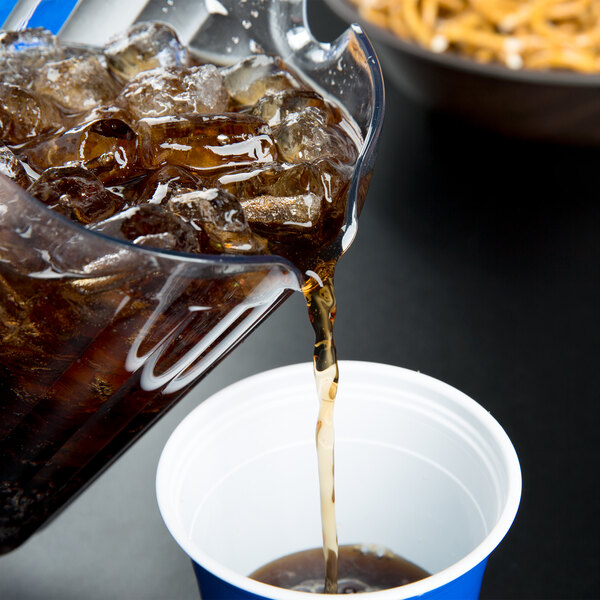 Choice 60 oz. Clear SAN Plastic Beverage Pitcher with 3 Spouts