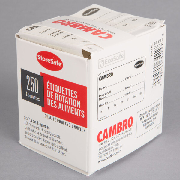 Cambro 23SLB6250 250 Count StoreSafe 3" x 2" Dissolvable Product Label ...