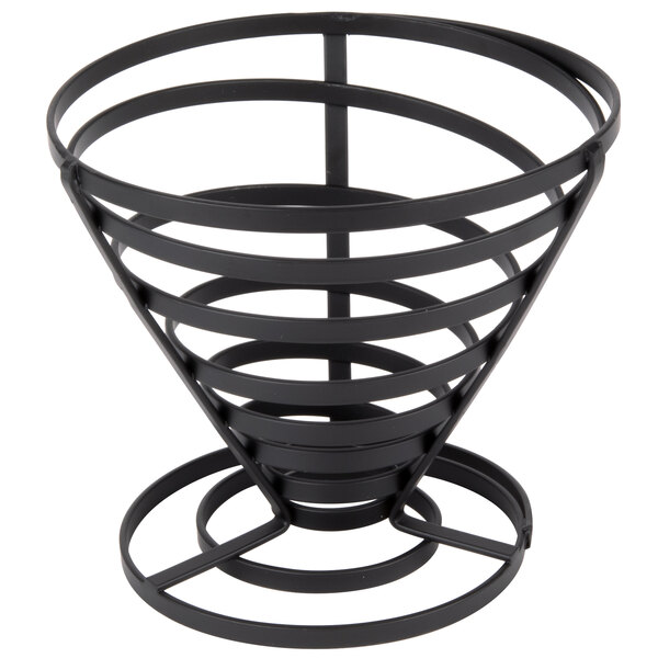 American Metalcraft FCD2 Flat Coil Wrought Iron Cone Basket - 7" x 6"