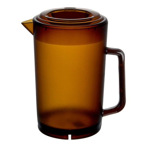 GET P-3064-1-A 64 oz. Customizable Amber Textured Pitcher with Lid - 12 ...