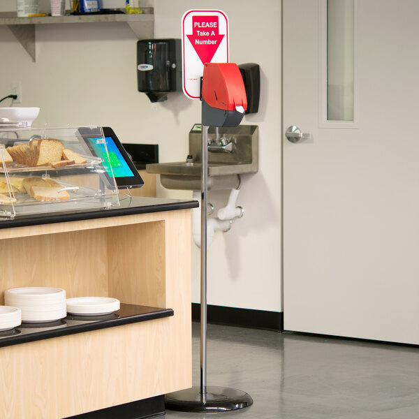 Turn-O-Matic D900 Red/Gray Take a Number Ticket Dispenser