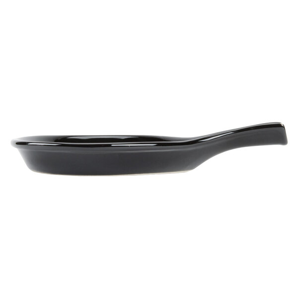 CAC FP-18-BLK Festiware 10" x 8 1/4" Black Fry Pan Plate - 12/Case