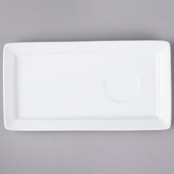 Tuxton GLP-551 TuxTrendz Linx 13" x 7" Bright White Rectangular China Tray with Narrow Rim - 12/Case