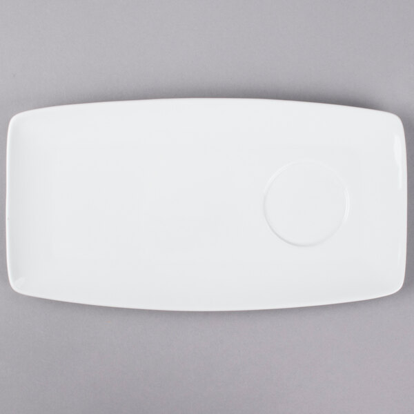 Tuxton GLP-550 TuxTrendz Linx 13" x 7" Bright White Rectangular China Tray with Tapered Ends ...