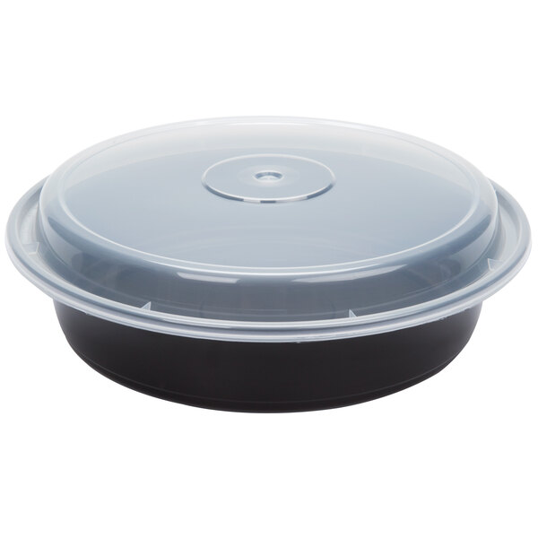 Pactiv Newspring NC737B 35 oz. Black 8" VERSAtainer Round Microwavable ...