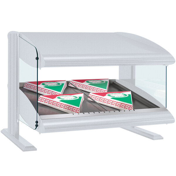 Hatco HXMS-24 White Granite LED 24" Slanted Single Shelf Merchandiser ...