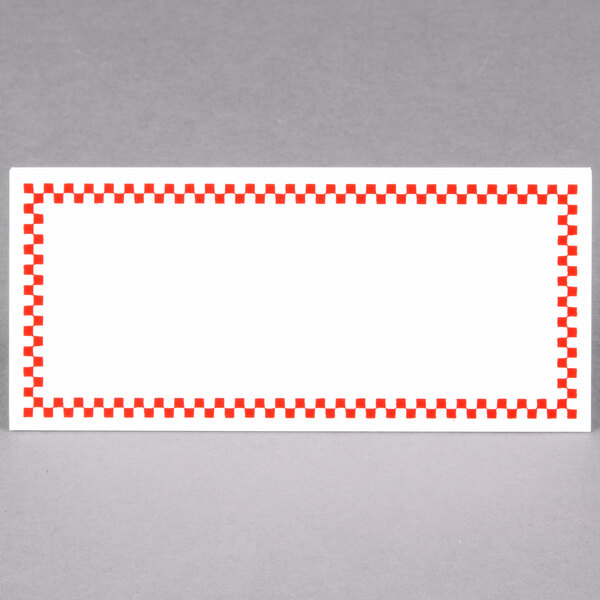 Rectangular Write-On Deli Tent Sign with Red Checkered Border - 25/Pack
