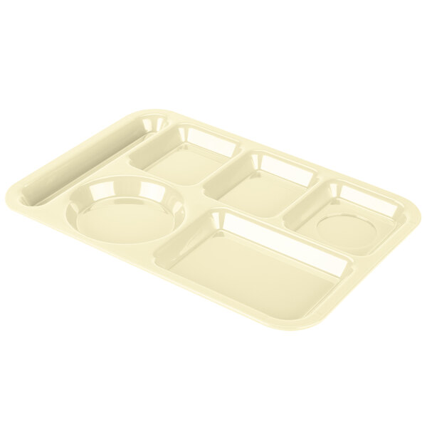 Carlisle P61425 10" x 14" Left Handed Polypropylene Tan 6 Compartment Tray