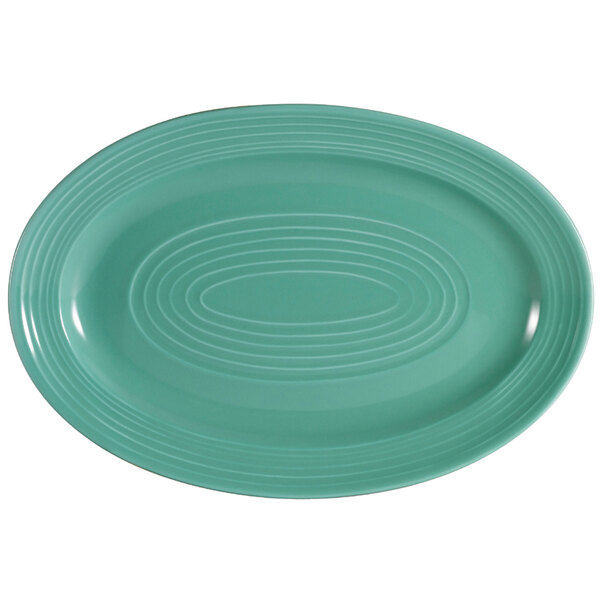 CAC TG-14-G Tango 13 5/8" x 9 3/8" Green Oval Platter - 12/Case