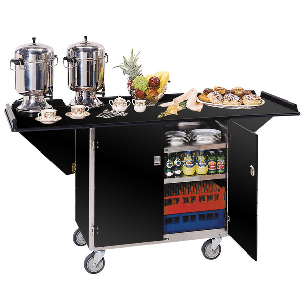 Lakeside 675B Stainless Steel Drop-Leaf Beverage Service Cart with 3 ...