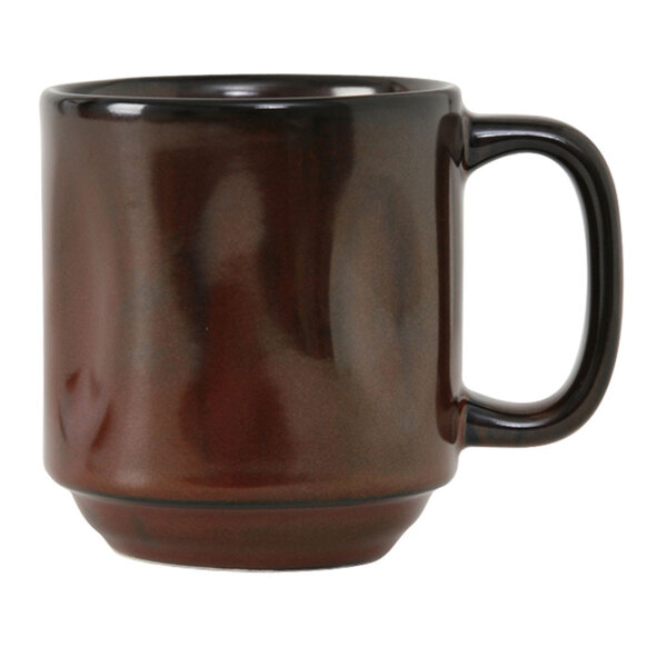Tuxton GAR-150 TuxTrendz Artisan Red Rock 12 oz. Yukon China Mug - 24/Case