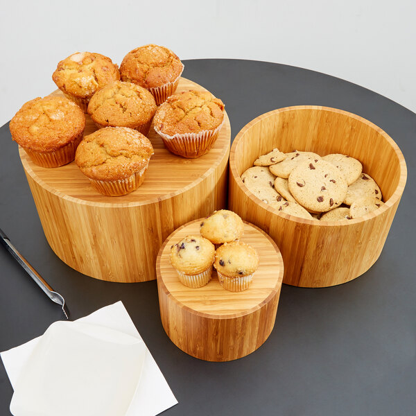 American Metalcraft RBRS3 3-Piece Round Bamboo Riser Set