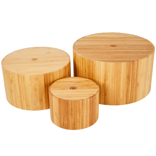 American Metalcraft RBRS3 3-Piece Round Bamboo Riser Set