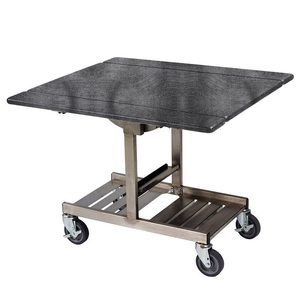 Geneva 74410SPB Mobile Rectangular Top Tri-Fold Room Service Table with ...