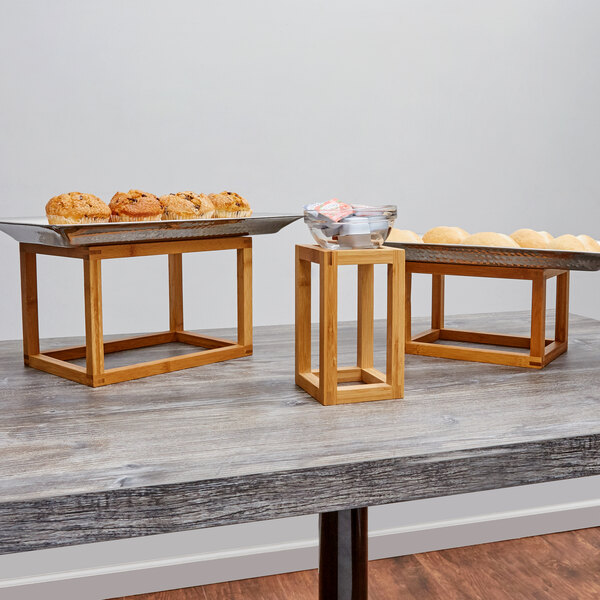 American Metalcraft BAMRSET 3-Piece Bamboo Open Frame Riser Set - 3/Set
