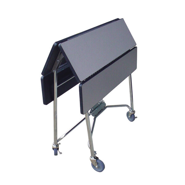 Lakeside 416VC Mobile Square Top Fold-Up Room Service Table with Gray ...