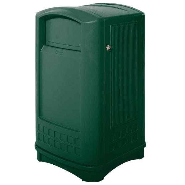 Rubbermaid FG396400DGRN Plaza Dark Green Square Container with Side ...