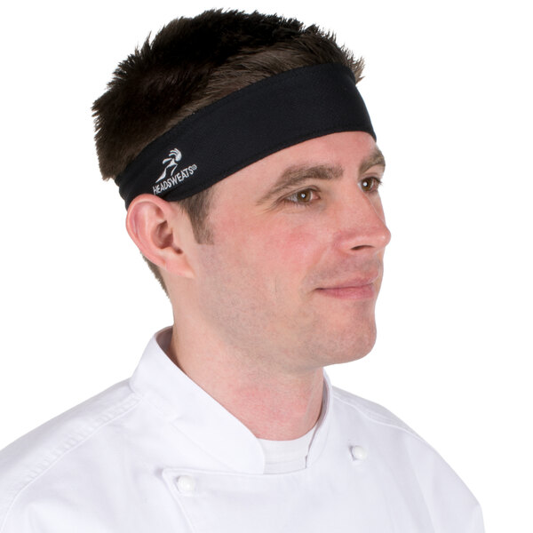 Headsweats Black Customizable Headband | WebstaurantStore
