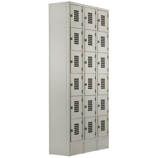 Winholt WL-618/15 Triple Column Eighteen Door Locker with Perforated ...