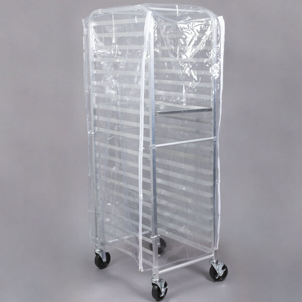 Winholt Heavy Duty Clear Bun Pan Rack Cover with 3 Zippers - 28" x 23 ...