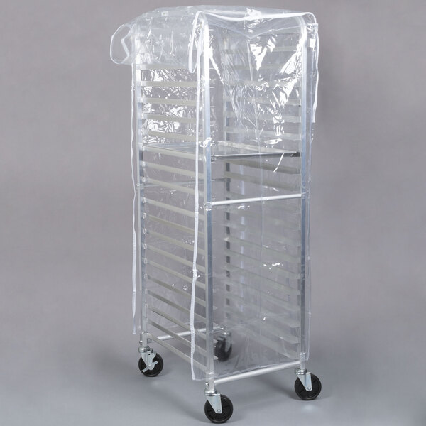 Winholt Heavy Duty Clear Bun Pan Rack Cover with 3 Zippers - 28" x 23 ...