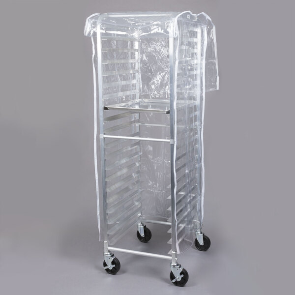 Heavy Duty Clear Bun Pan Rack Cover with 3 Zippers - 28" x 24" x 63"