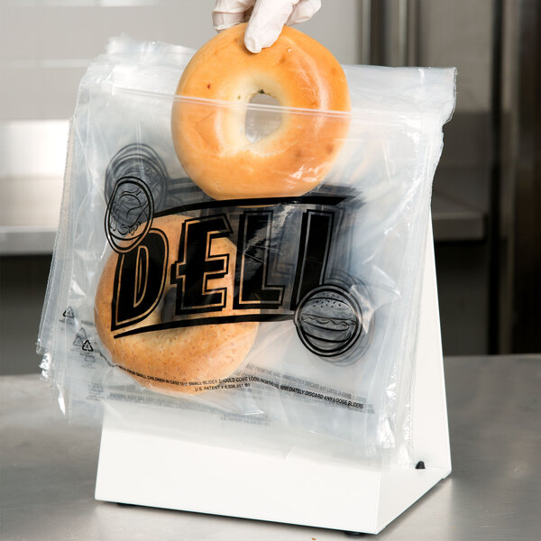 10" x 8" Printed Plastic Deli Saddle Bag with Slide Seal - 1000/Case