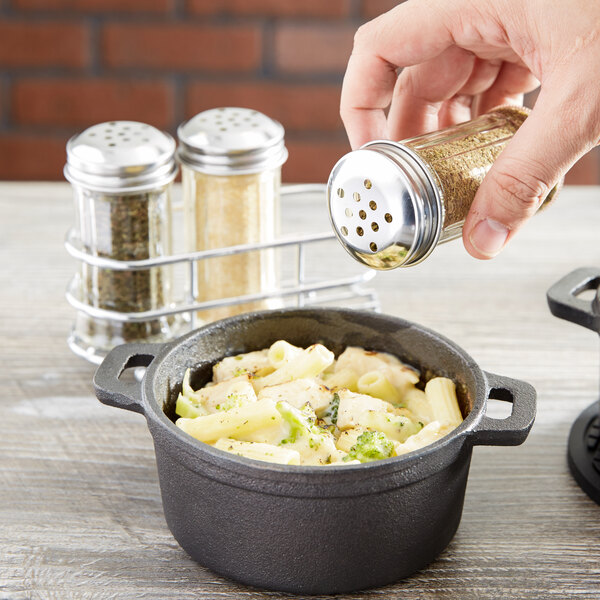 Tablecraft 659N 2 oz. Fluted Glass Condiment Shaker and Rack