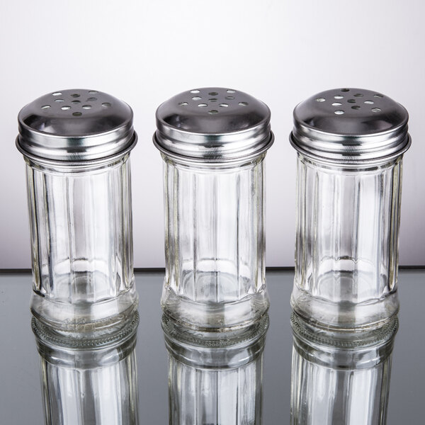 Tablecraft 659N 2 oz. Fluted Glass Condiment Shaker and Rack