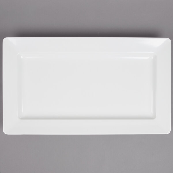 Tablecraft M2213 Frostone 22" x 12 3/4" White Rectangular Melamine Tray