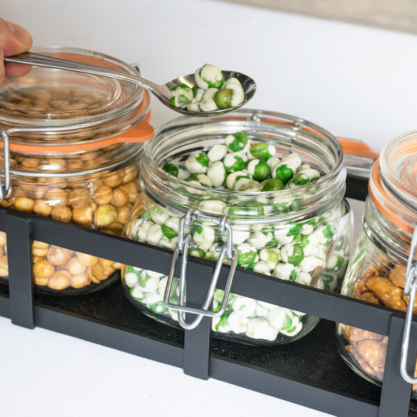 Cal-Mil 3335-13 Black Rustic Jar Condiment Display with 17 oz. Jars ...