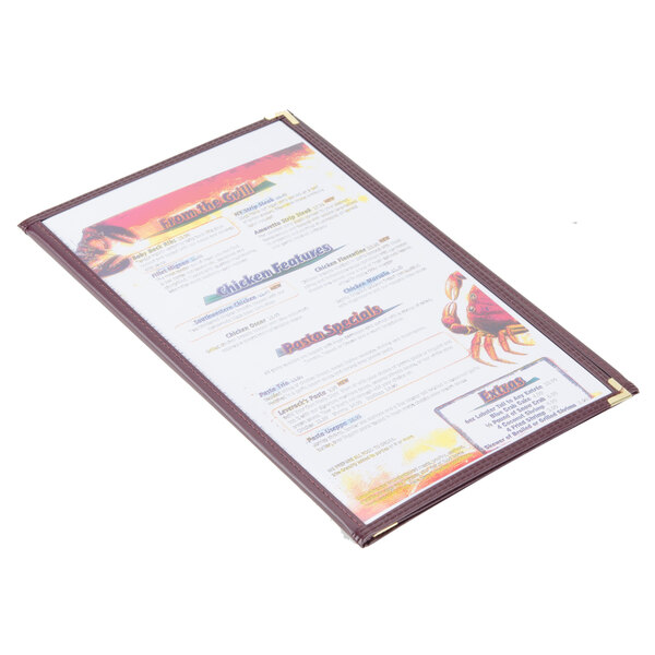 Menu Solutions SE330D-BURG 8 1/2" x 14" Burgundy Triple Panel Folding ...