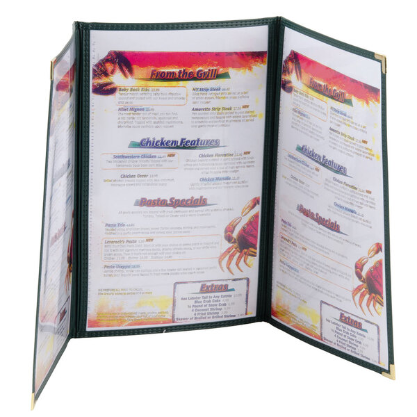Menu Solutions SE330D-GREEN 8 1/2" x 14" Green Triple Panel Folding ...