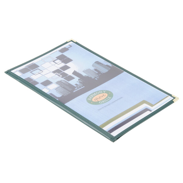 Menu Solutions SE310D-GREEN 8 1/2" x 14" Green Double Panel Menu Jacket ...