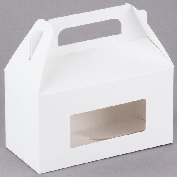 1-Piece 1 lb. Rectangle Window Candy Box White 6 3/8" x 3" x 3 1/2 ...
