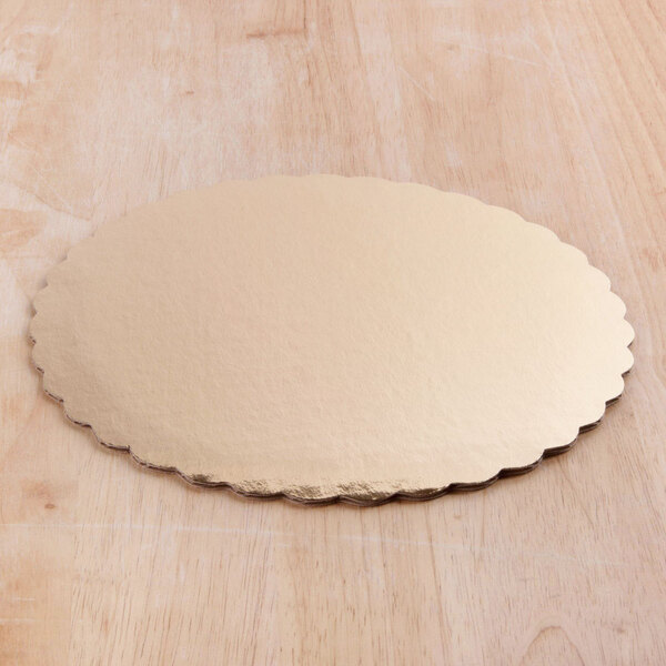12" Gold Laminated Corrugated Cake Circle - 25/Pack