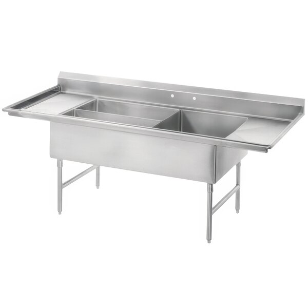 Advance Tabco 18-K5-56 Three Compartment Meat and Platter Sink with Two ...