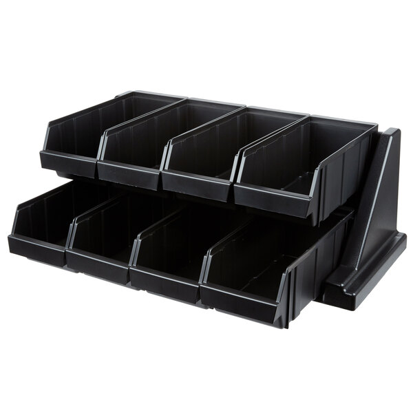 Cambro 8RS8110 Black Versa Self Serve Condiment Bin Stand Set with 2 ...